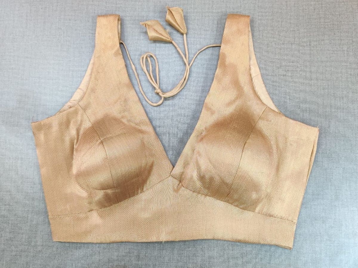 Buy Buff Color Silk Indian Saree Blouse Online in USA – Pure Elegance