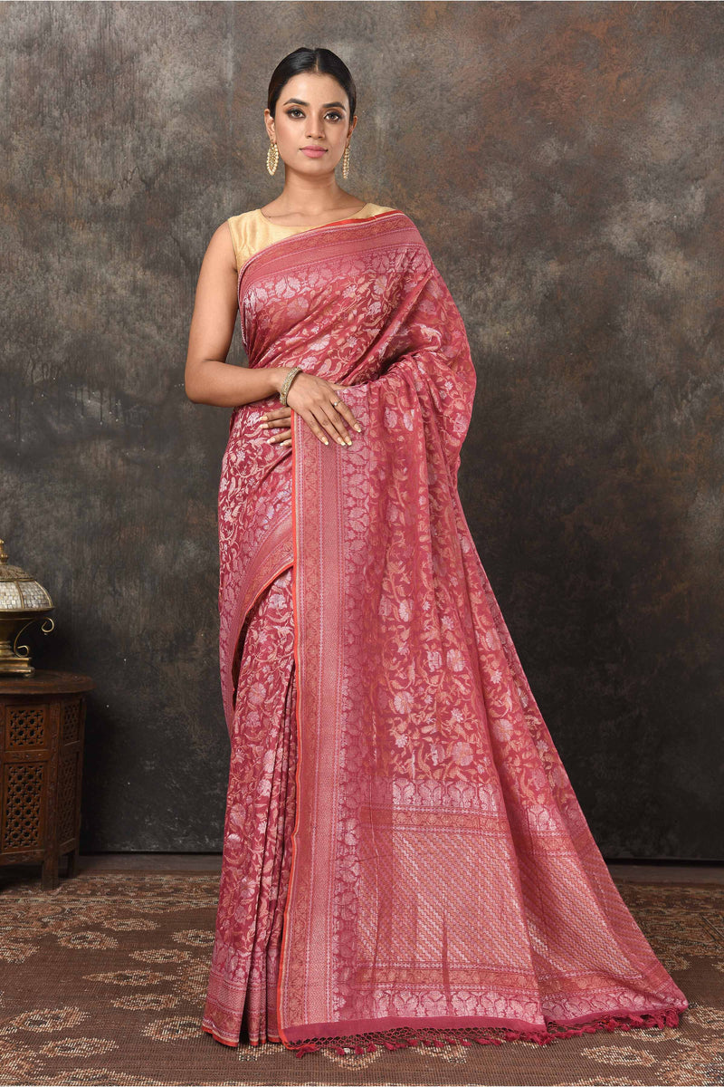 Shop Stunning Pink Jamdani Banarasi Saree Online in USA – Pure Elegance
